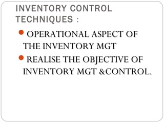 Inventory control techniques | PPT