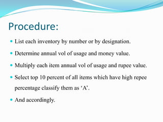 Inventory control techniques | PPT | Free Download