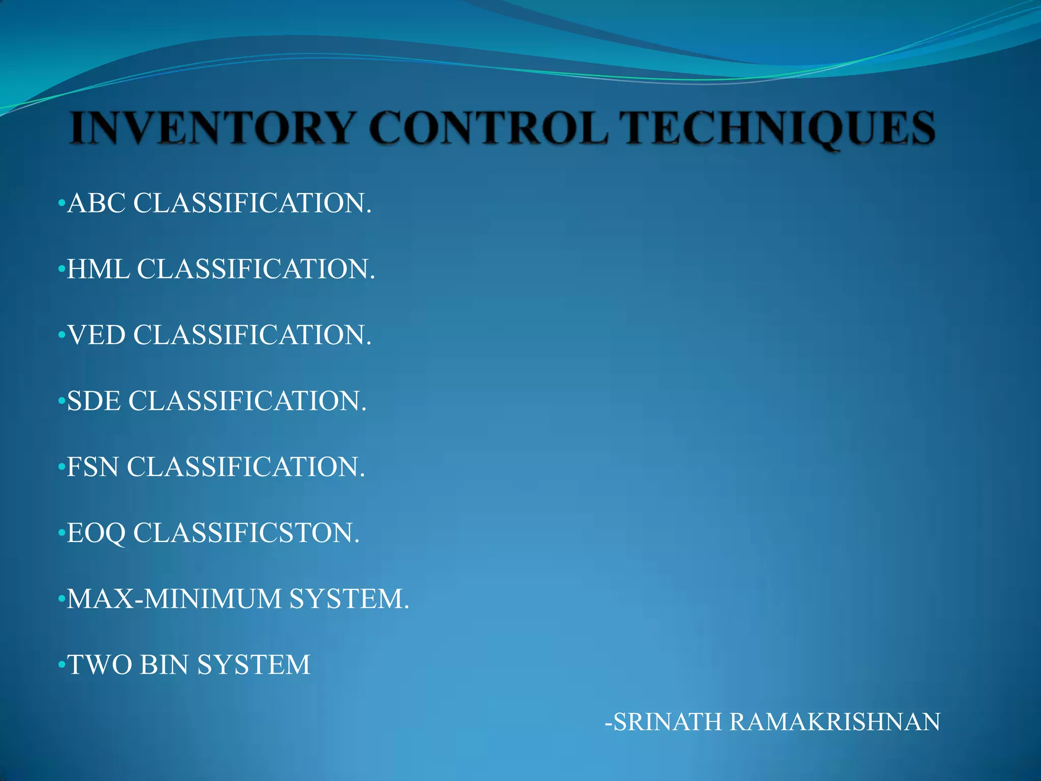 Inventory control techniques | PPTX