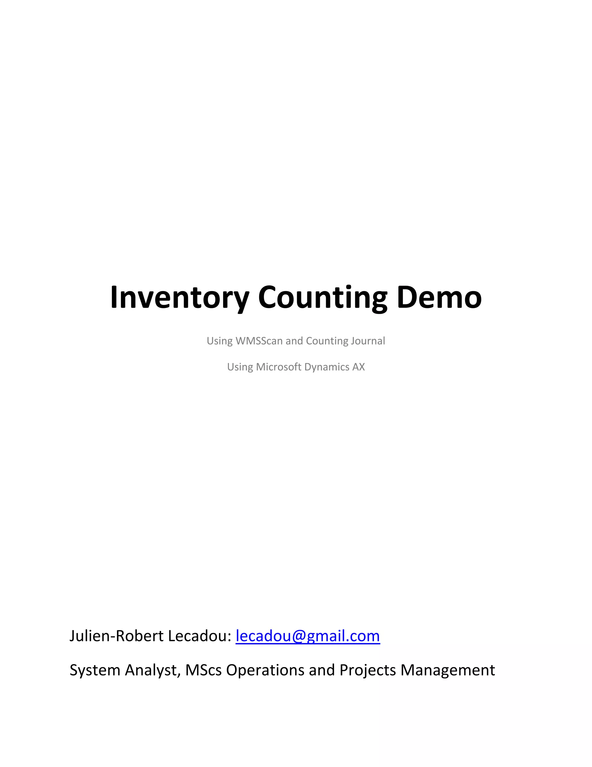 Inventory counting using Dynamics AX | PDF