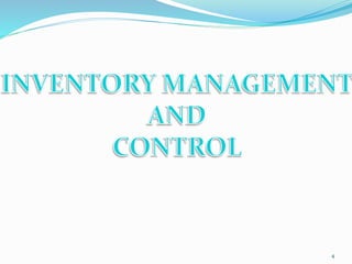 INVENTORY MANAGEMENT AND CONTROL, SALE FORCASTING, BUDGET AND COST ...