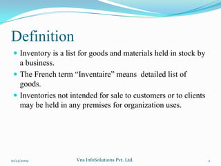 Inventory Management | PPT