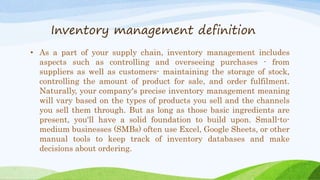 Inventory Management | PPTX | Logistics | Business