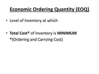 Inventory management ABC Analysis, EOQ formula | PPT