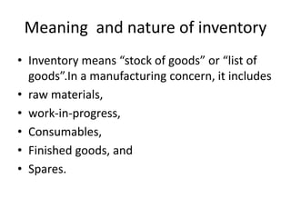 Inventory management m.com 2 sem | PPT