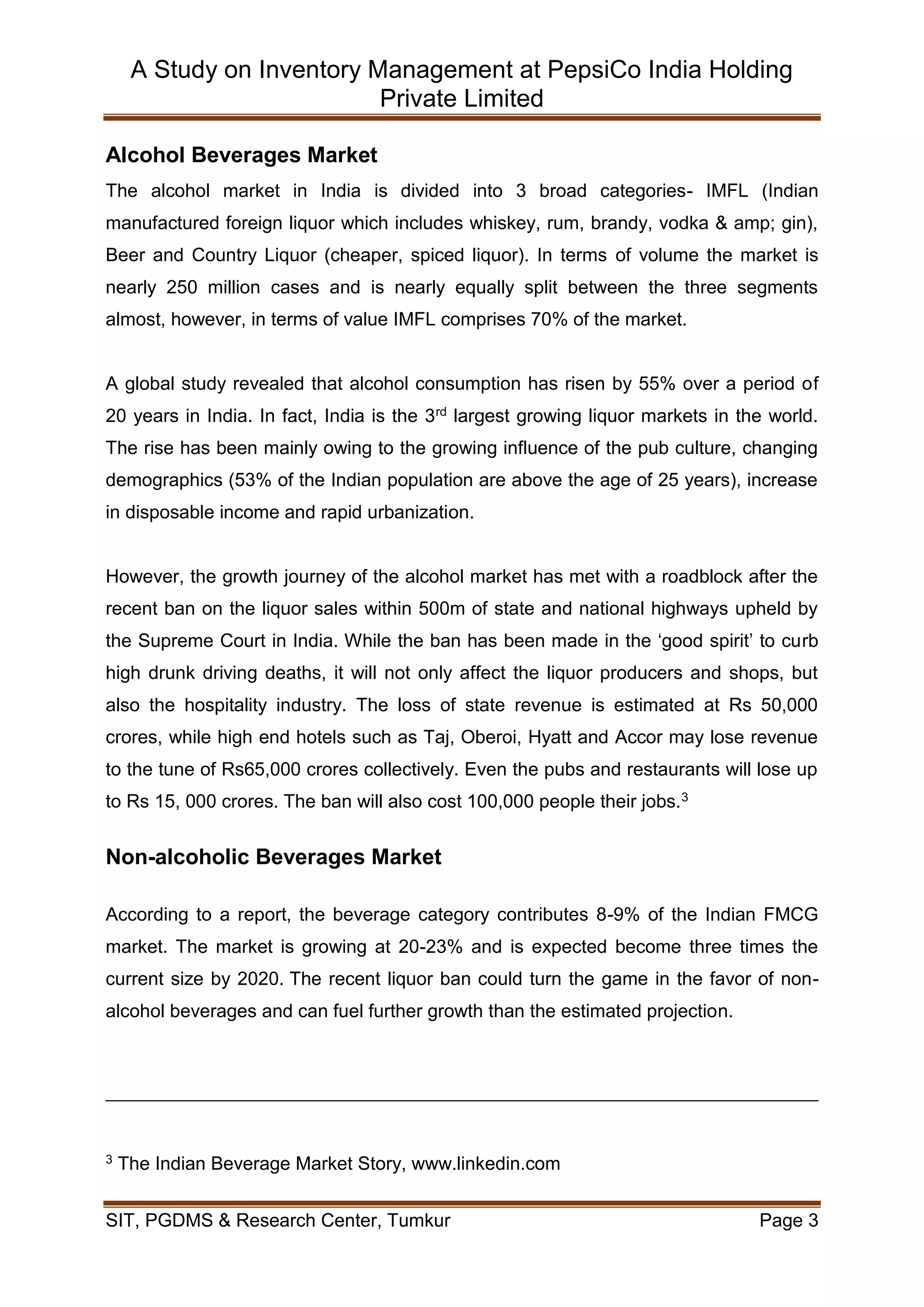 Inventory Management at Pepsi Co India Holding Pvt Ltd | PDF