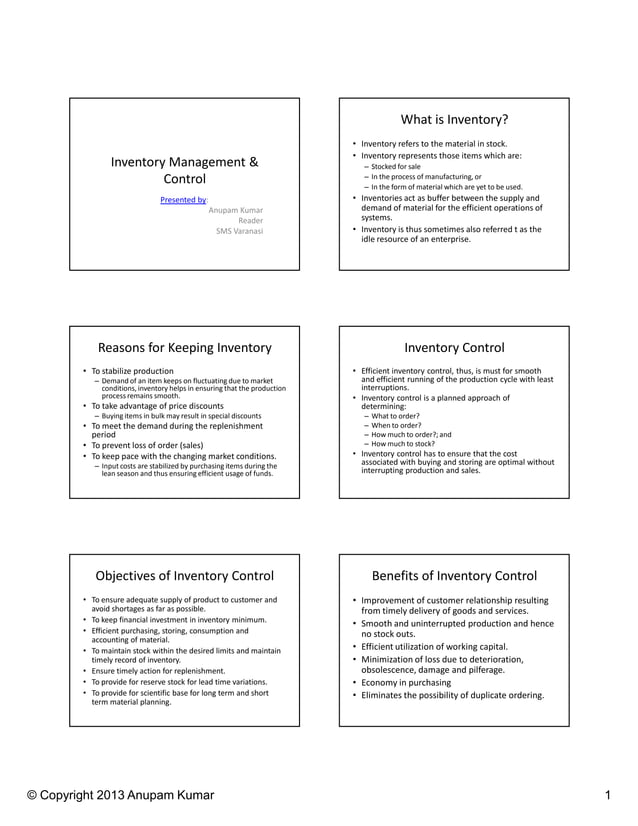 Inventory management & control | PDF