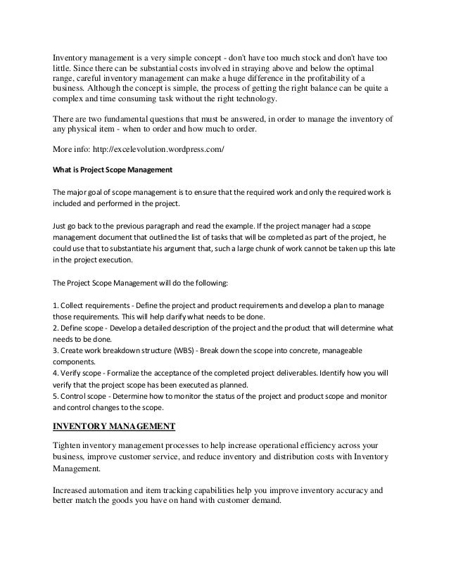 Inventory management is a very simple concept