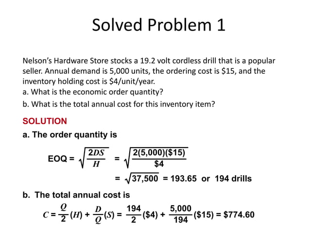 Inventory Management Self Study Exercises.pptx | Logistics | Business