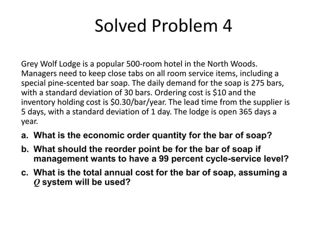 Inventory Management Self Study Exercises.pptx | Logistics | Business