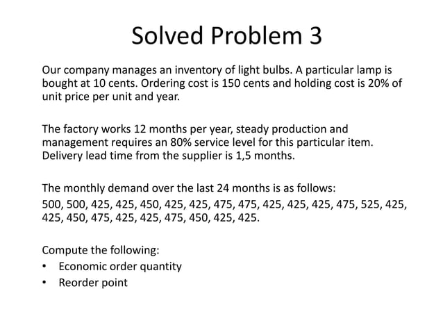 Inventory Management Self Study Exercises.pptx | Logistics | Business