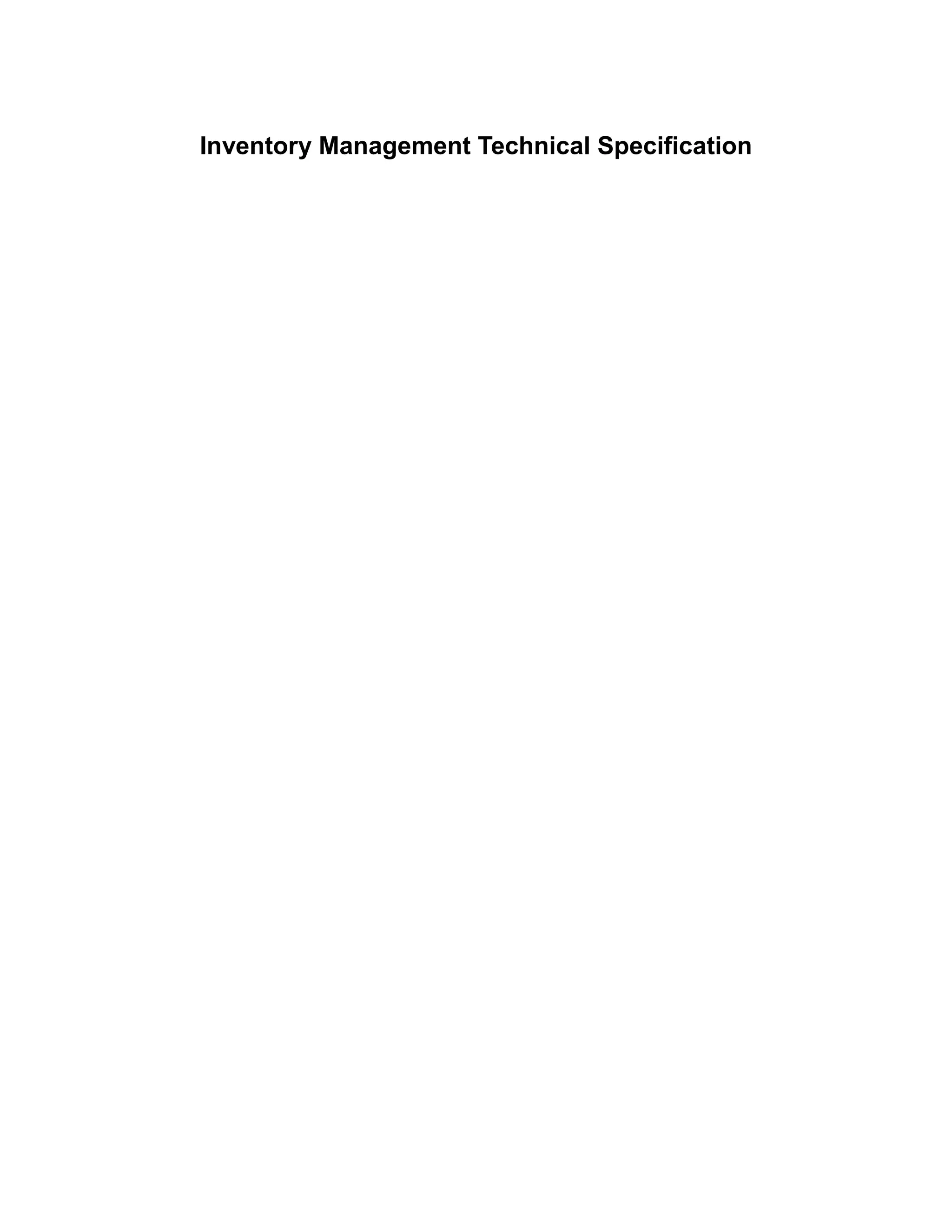Inventory Management - Technical Specification Document | DOC | Databases | Computer Software ...