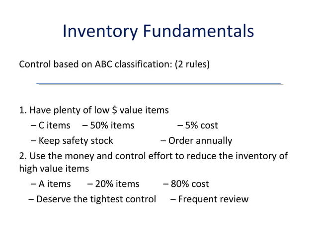 Inventory managment 80 20 rule and abc analysis | PPT