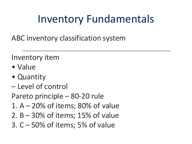 Inventory managment 80 20 rule and abc analysis