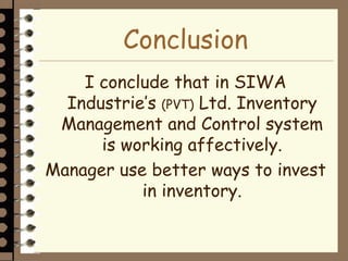 Inventory managment and control system by m.hashaam | PPTX