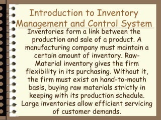 Inventory managment and control system by m.hashaam | PPTX