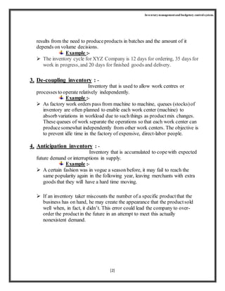 Inventory management and budgetary control system. | DOCX