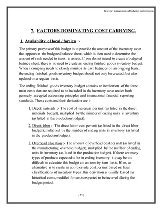 Inventory management and budgetary control system. | DOCX