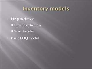 Inventory models with two supply models | PPT