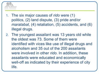 Inventory of Existing Rido in Lanao del Sur | PPTX