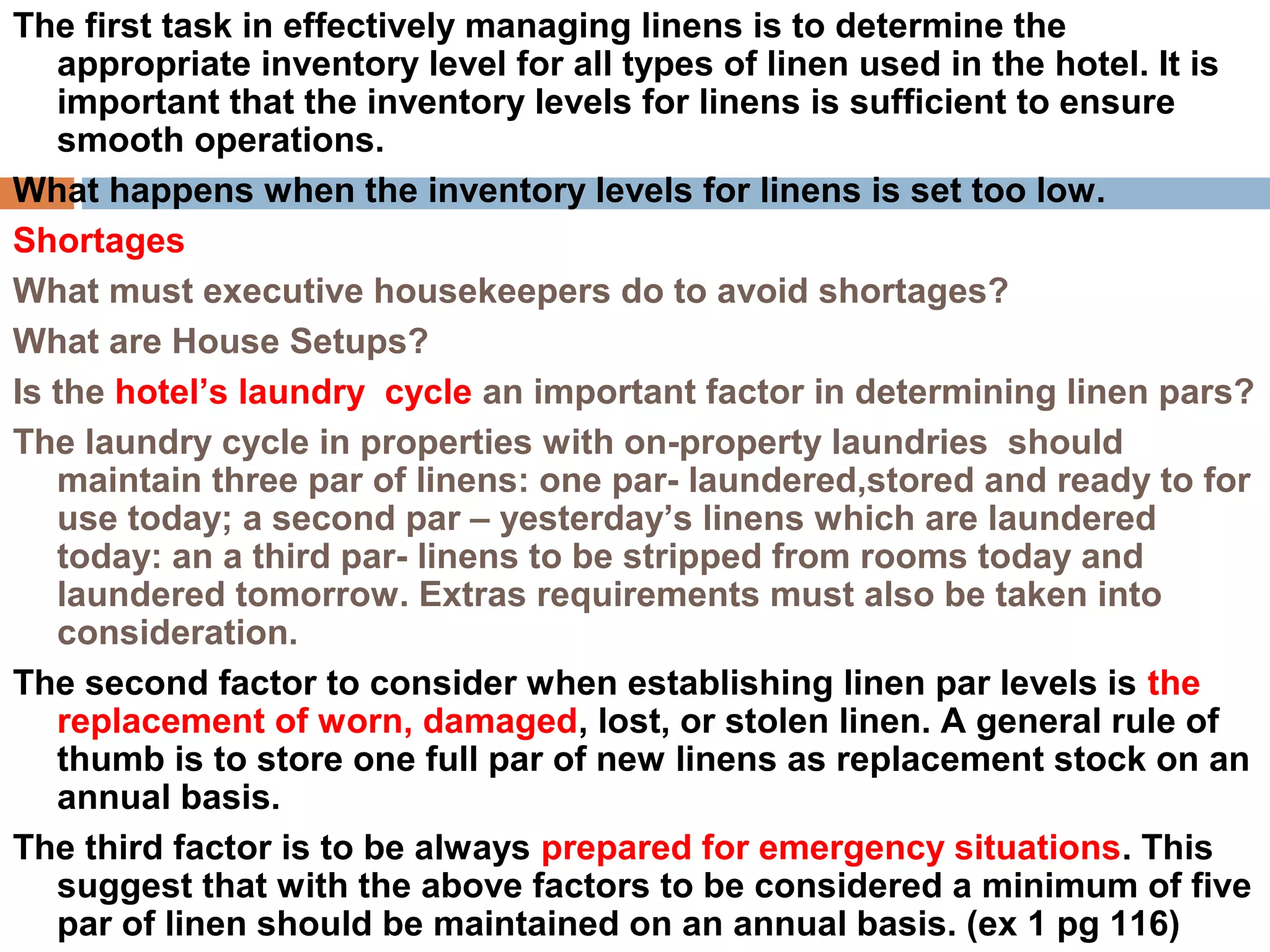 Inventory of linen | PPT