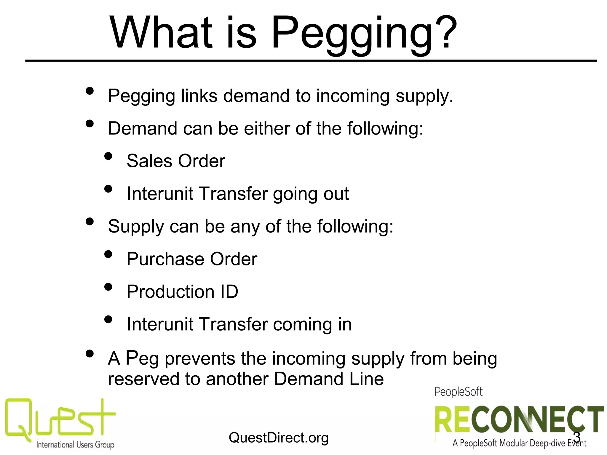 Inventory Pegging in PeopleSoft Financials Supply Chain | PDF