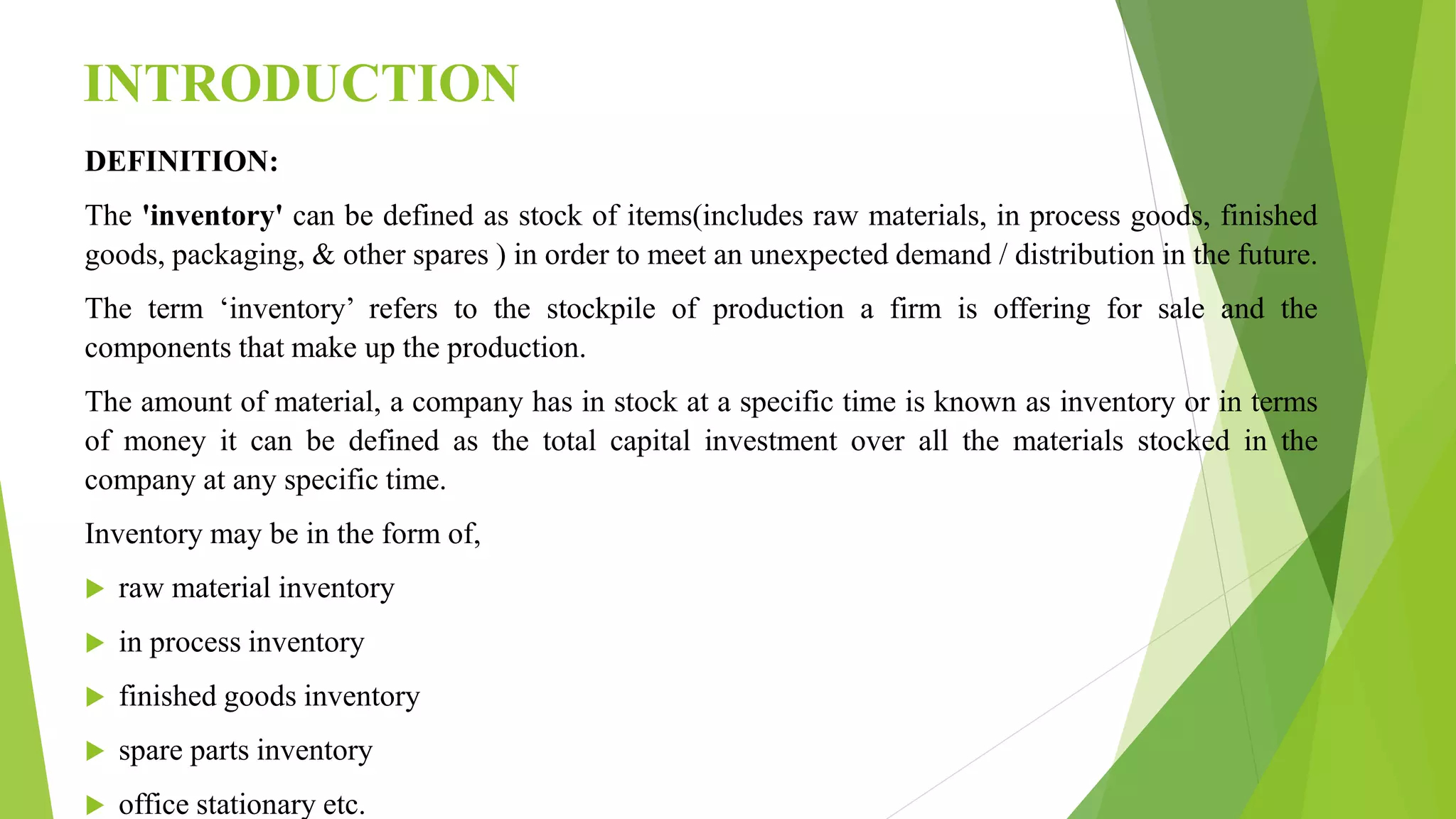 Inventory Management and Control, Production Planning and Control | PPT