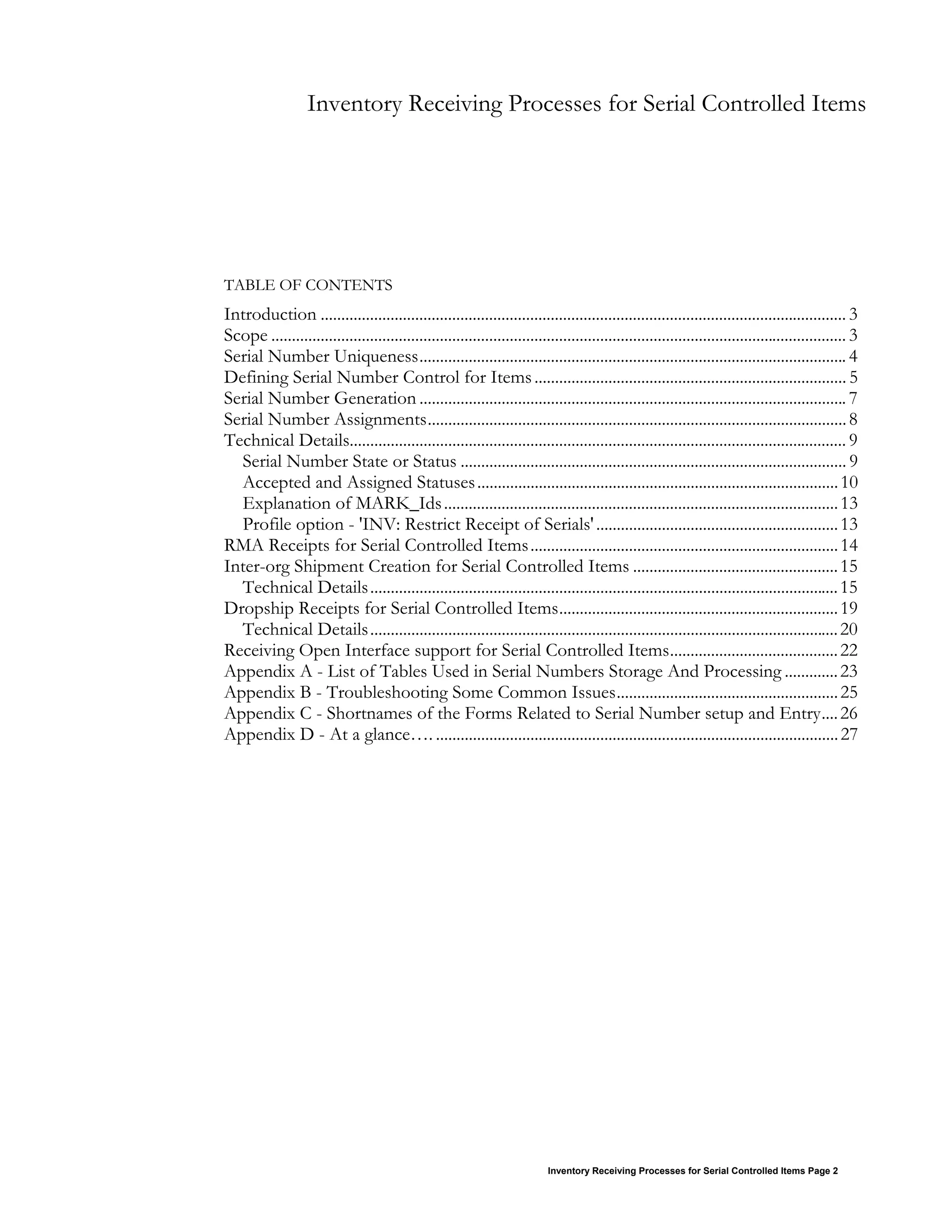 Inventory receiving processes for serial controlled items | PDF