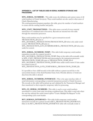 Inventory receiving processes for serial controlled items | PDF ...
