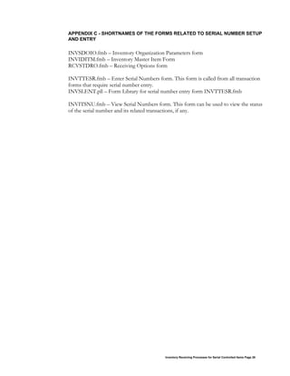 Inventory receiving processes for serial controlled items | PDF