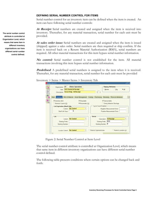 Inventory receiving processes for serial controlled items | PDF