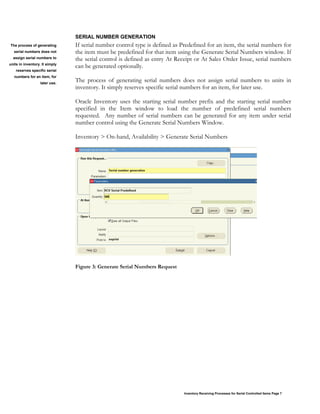 Inventory receiving processes for serial controlled items | PDF