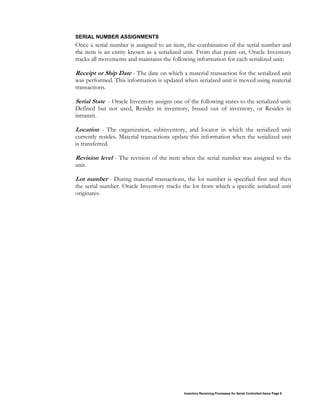 Inventory receiving processes for serial controlled items | PDF ...