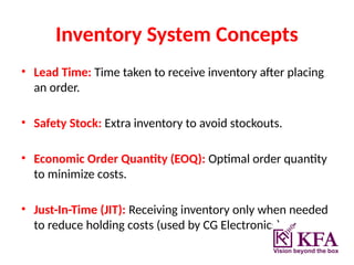 Inventory System Presentation with EOQ , MRP and ABC Analysis | PPTX