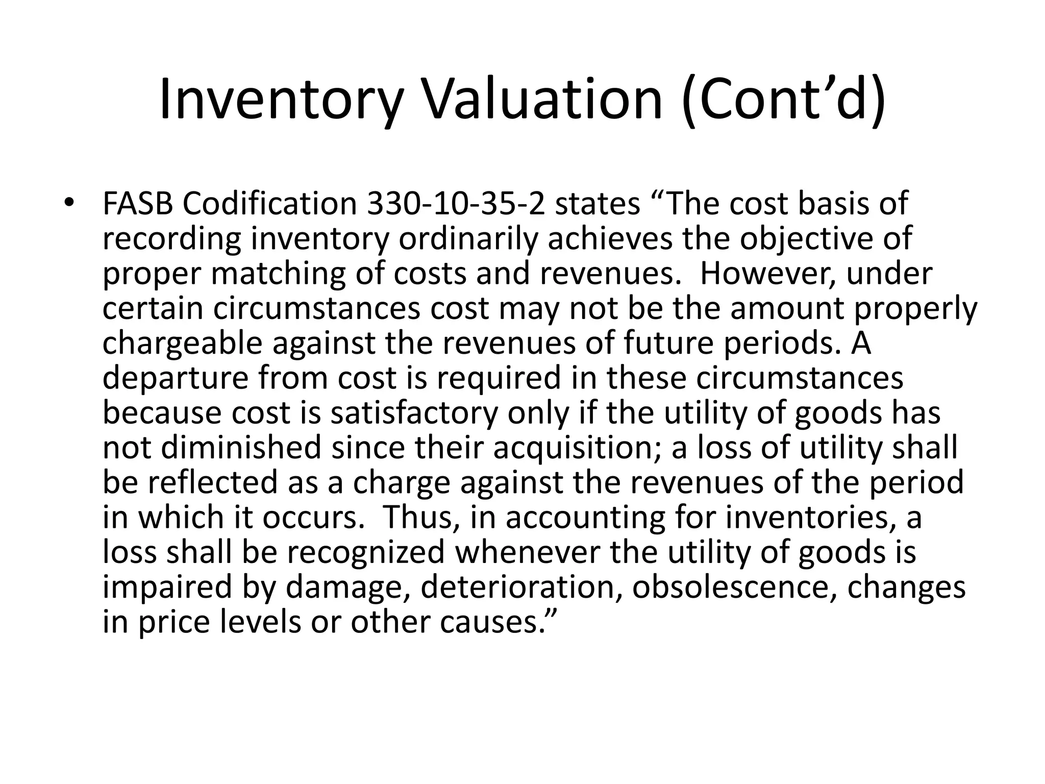 Inventory Valuation Methodologies for Agriculture Inventories | PDF