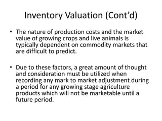 Inventory Valuation Methodologies for Agriculture Inventories | PDF