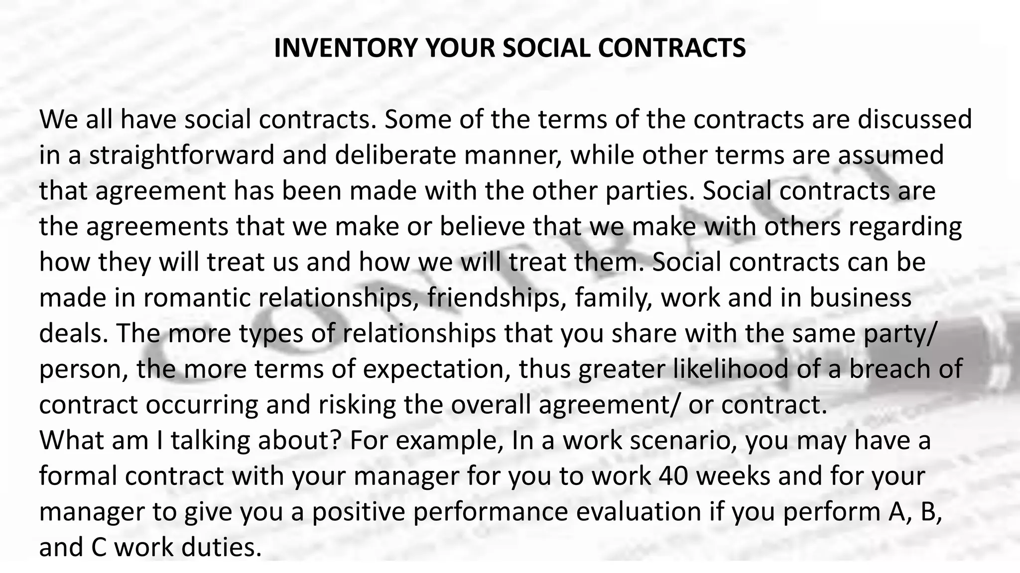 Inventory your social contracts | PPTX