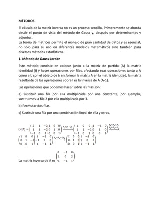 Inversa de matrices | DOCX