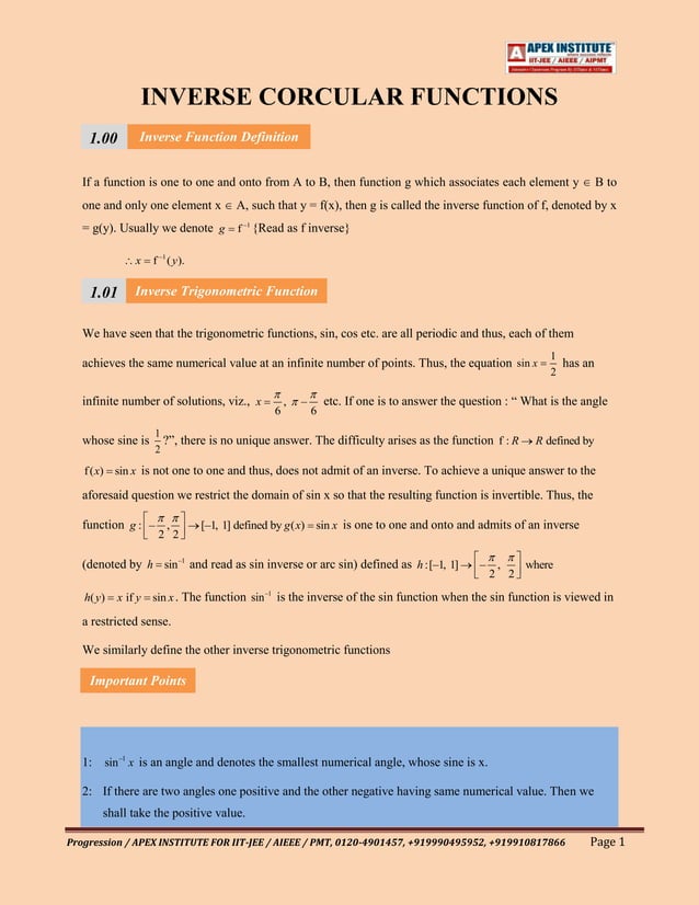 Inverse circular function | PDF | Physics | Science