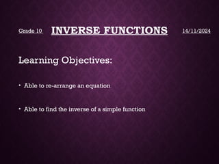 IGCSE Math chapter 21 Inverse function.pptx | Programming Languages | Computing