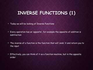IGCSE Math chapter 21 Inverse function.pptx | Programming Languages | Computing