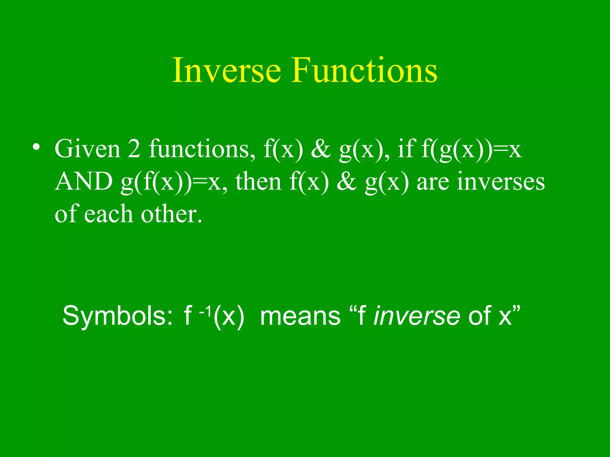 Inverse functions | PPT