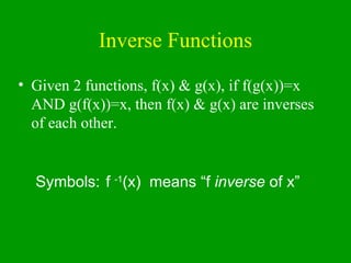 Inverse functions | PPT