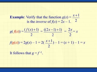 Inverse Functions, one to one and inverse functions | PPT
