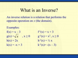 Inverse Functions, one to one and inverse functions | PPT