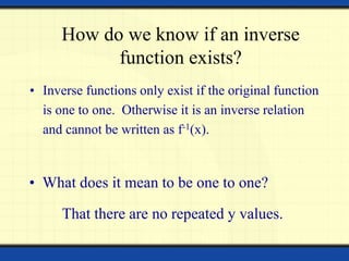 Inverse Functions, one to one and inverse functions | PPT