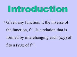 Inverse functions and relations | PPT