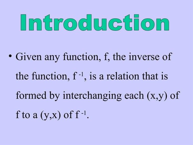 Inverse functions and relations | PPT | Chemistry | Science