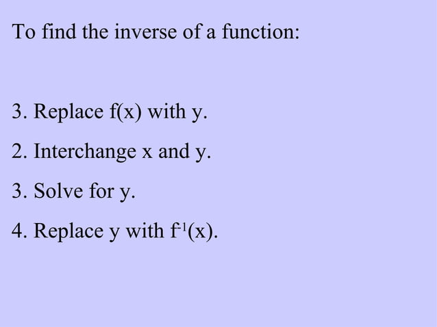 Inverse functions and relations | PPT | Chemistry | Science