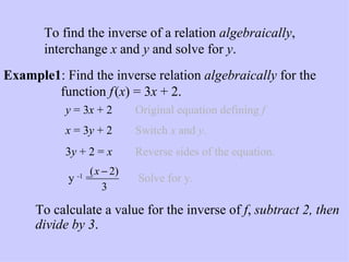 Inverse functions and relations | PPT